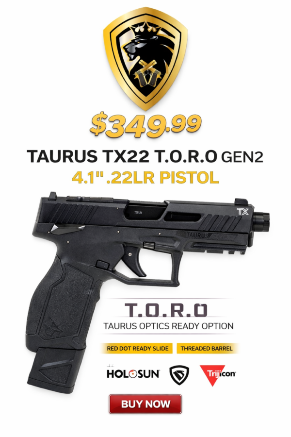 TAURUS TX22 T.O.R.O GEN2 4.1" 22LR PISTOL | Black Gun Owners Association
